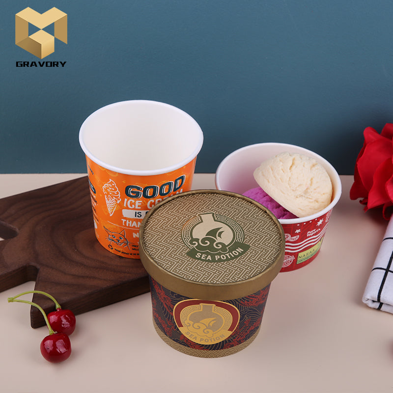 5oz disposable customized design printed paper cup for frozen ice crea ...